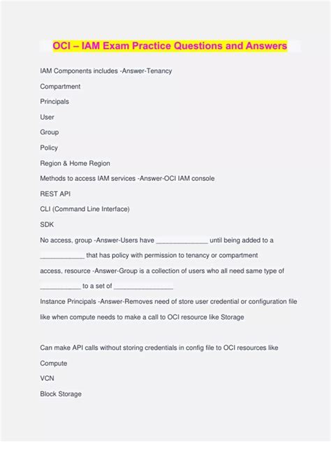 Oci Iam Exam Practice Questions And Answers 100 Pass Oci