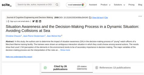 Situation Awareness And The Decision Making Process In A Dynamic Situation Avoiding Collisions