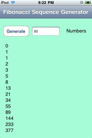 Fibonacci Sequence Generator App For IPad IPhone Reference App By Angry Puppet Software
