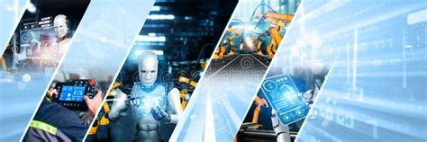 Automated Ai Industry Robot And Robotic Arms Assembly In Factory Production Nlp Stock Image