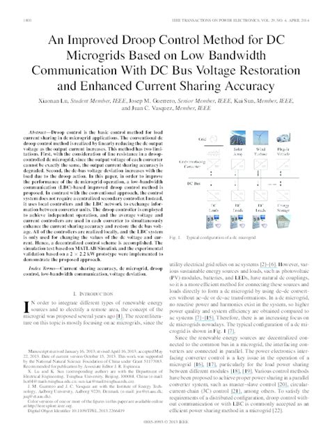 Pdf An Improved Droop Control Method For Dc Microgrids Based On Low