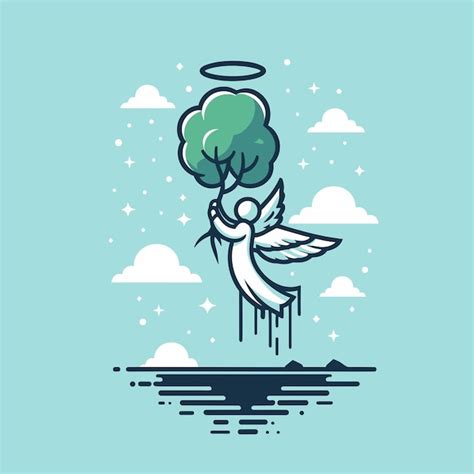 Premium Vector Angel With Tree