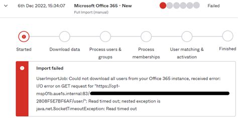 Office 365 Import Error Sockettimeoutexception Read Timed Out