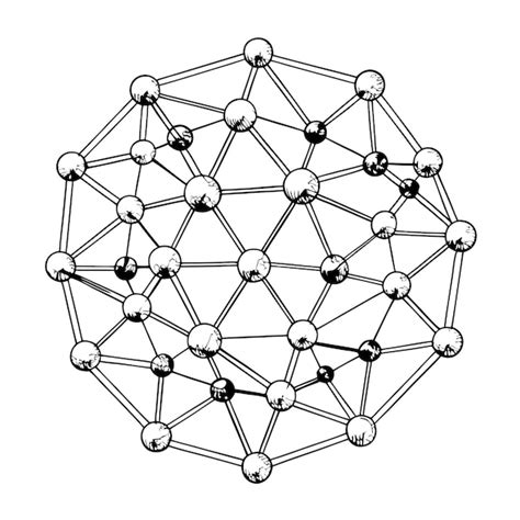 Black And White Sketch Of A Complex Geometric Shape With Interconnected Circles Premium Ai