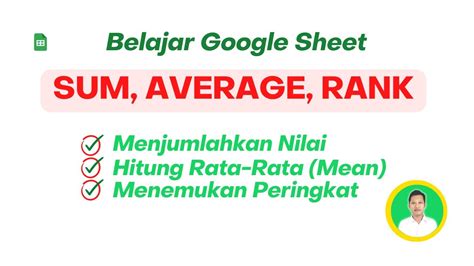 Menggunakan Fungsi SUM AVERAGE RANK Di Google Spreadsheet YouTube