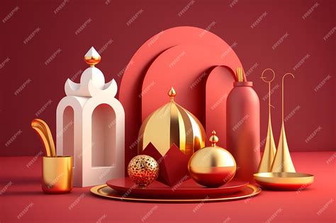 Premium Ai Image Ramadan Kareem Decoration Colorful 3d Background