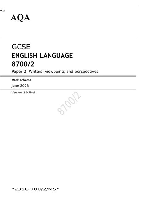 Aqa Gcse English Language Paper 1 And 2 June 2023 Question Paper And