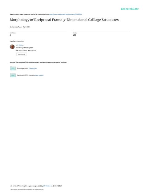 Morphology Of Reciprocal Frame 3 Dimensional Grillage Structures Pdf