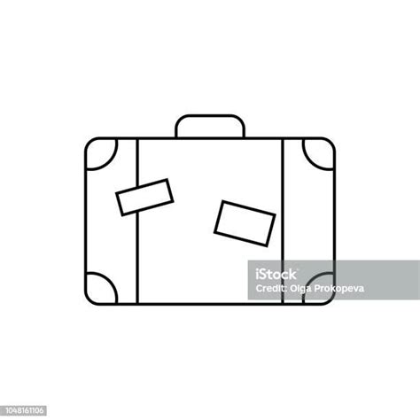 라인 아이콘여행 가방입니다 Infographic 웹사이트 모바일 응용 프로그램에 대 한 개념을 설명 합니다 흰색 배경에서 벡터 일러스트 레이 션 가방에 대한 스톡 벡터 아트