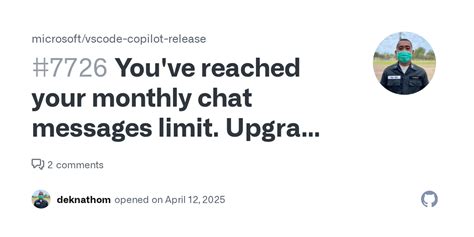 Youve Reached Your Monthly Chat Messages Limit Upgrade To Copilot Pro