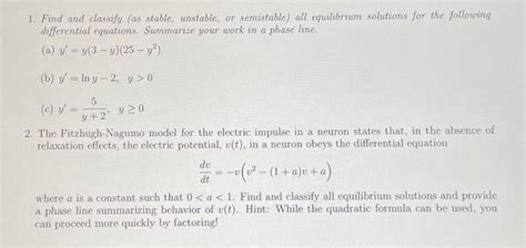 Solved 1 Find And Classify As Stable Unstable Or