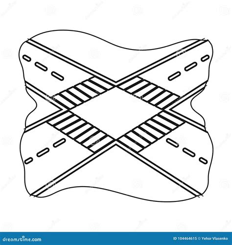 Intersection Single Icon In Outline Style Intersection Vector Symbol