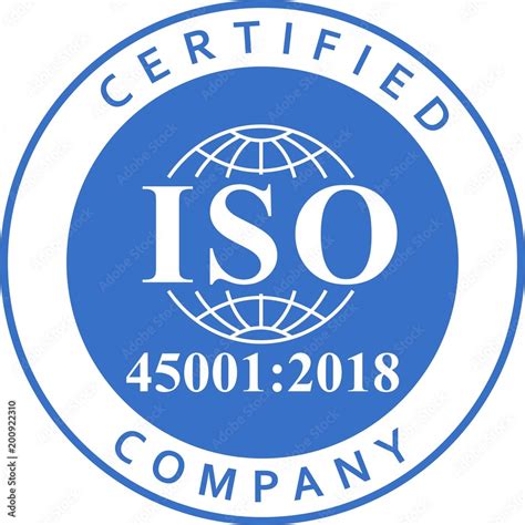 ISO 45001 norm Occupational health and safety blue icon Stock 벡터