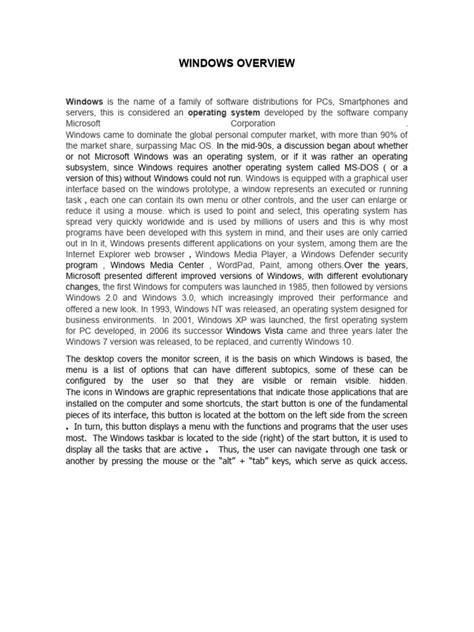 Windows Overview Pdf Microsoft Windows Operating System