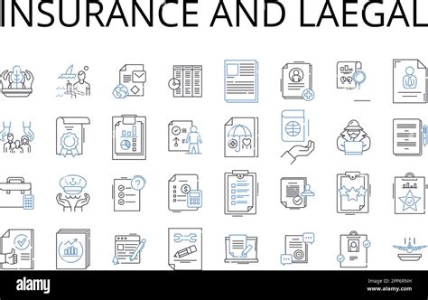 Insurance And Laegal Line Icons Collection Coverage Protection