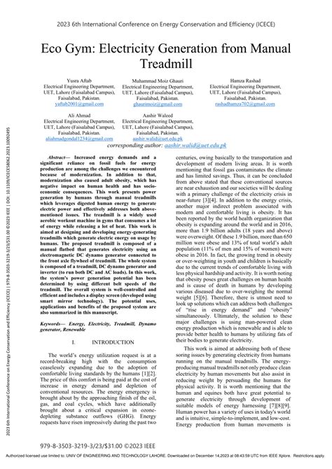 PDF Eco Gym Electricity Generation From Manual Treadmill