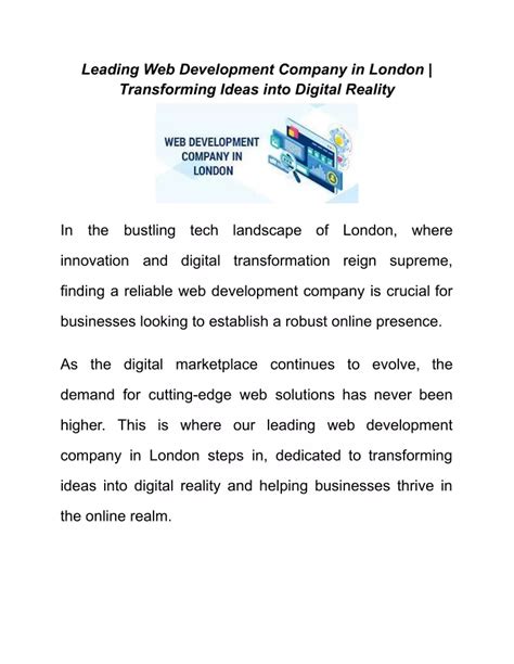Ppt Leading Web Development Company In London Transforming Ideas Into Digital Reality
