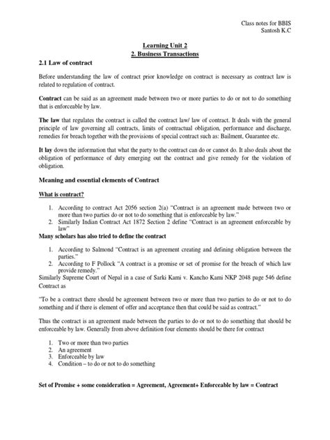 unit 2 contract and its elements download free pdf offer and acceptance government