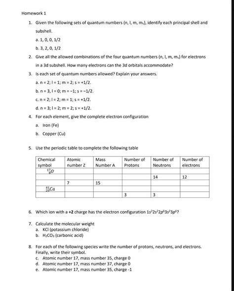 Solved Given The Following Sets Of Quantum Numbers Chegg