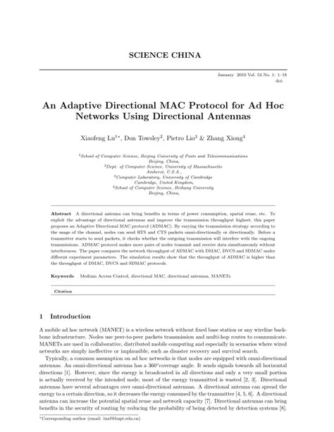 Pdf An Adaptive Directional Mac Protocol For Ad Hoc Networks Using Directional Antennas