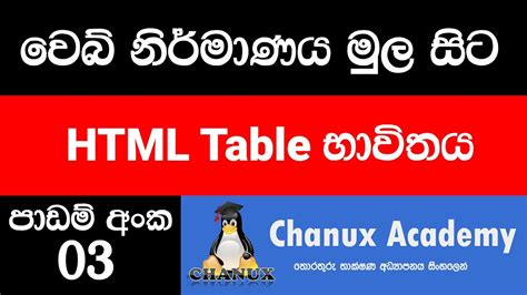 Sinhala Web Design Basic Lesson 03 Html Table Youtube