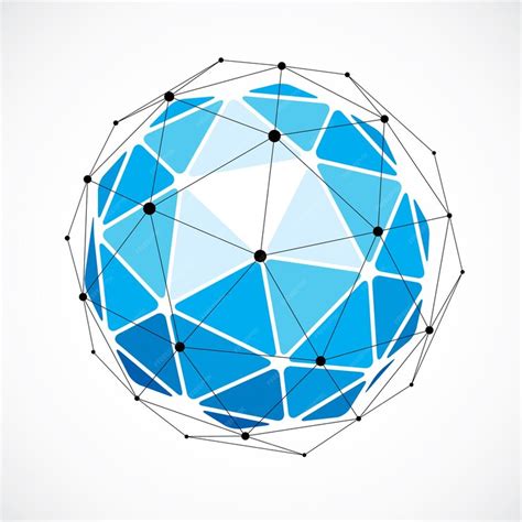 Premium Vector Abstract Vector Low Poly Object With Black Lines And Dots Connected Blue 3d