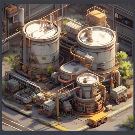 Isometric Rust Factory Premium Ai Generated Image