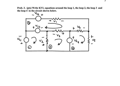 solved prob 3 pts write kvl equations around the loop 1