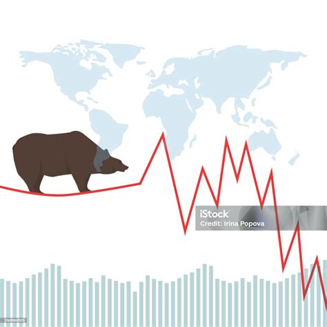 곰 시장 곰 빨간색 차트와 세계지도 떨어지는 시장 주식 시장 벡터입니다 곰에 대한 스톡 벡터 아트 및 기타 이미지 곰 금융 다이어그램 Istock
