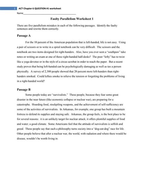 Faulty Parallelism Worksheet 1 Pdf Worksheets Library