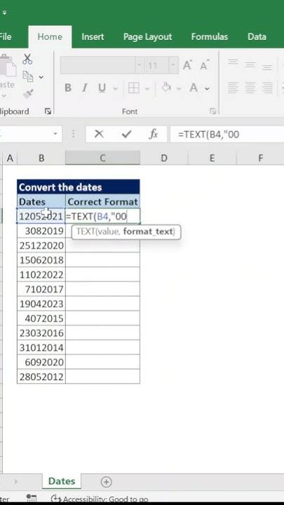 how to format numbers into dates in excel excel exceltips exceltricks shorts exceltutorial