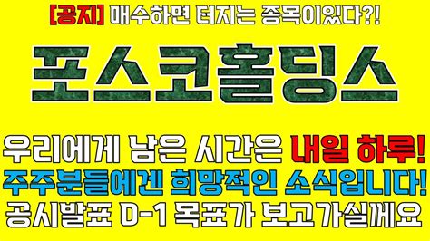 포스코홀딩스 공지 매수하면 터지는 종목이있다 Youtube
