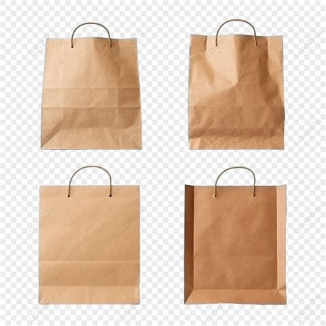 모형용 클리핑 패스를 사용하여 격리된 갈색 종이 가방 세트판매담체 Png 일러스트 무료 다운로드 Lovepik