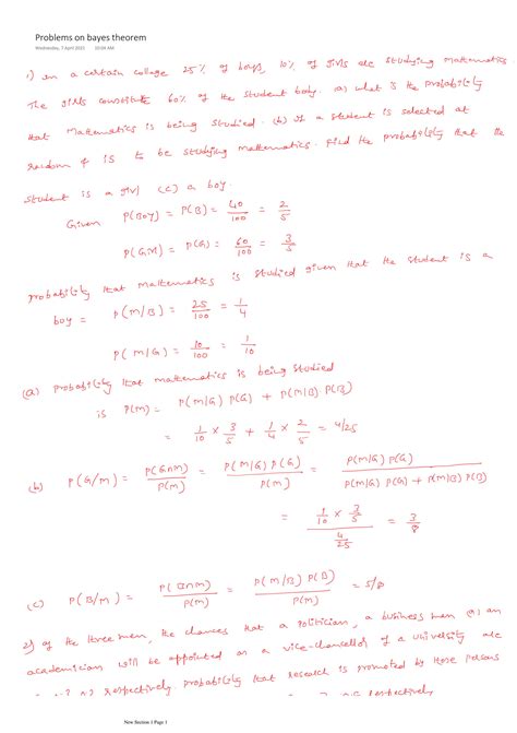 SOLUTION Problems On Bayes Theorem Studypool