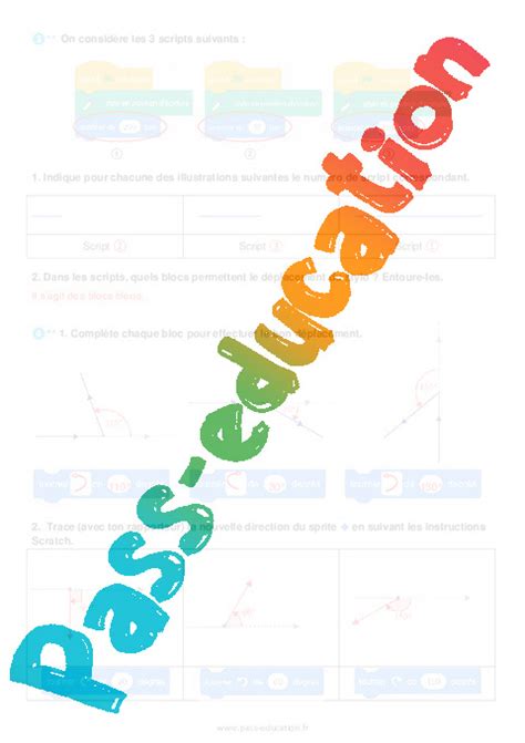 Premiers programmes 5ème Scratch Exercices Cycle 4 PDF à imprimer