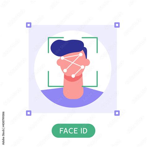 Smartphone Screen Scanning App Face On Screen Concept Of Facial Recognition Face ID System