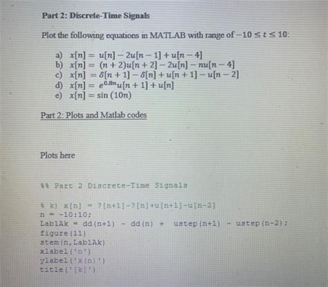 Solved Plot The Following Equations In MATLAB With Range Of Chegg