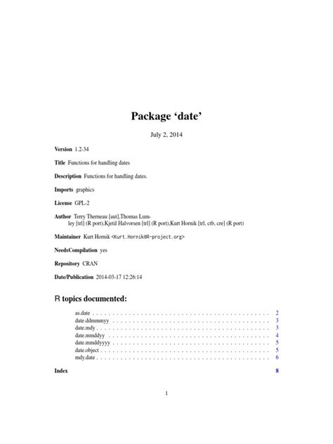 Package Date R Topics Documented Download Free Pdf Array Data Structure Parameter