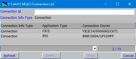Mo71 Connection List Cics Ims Mqgem Software