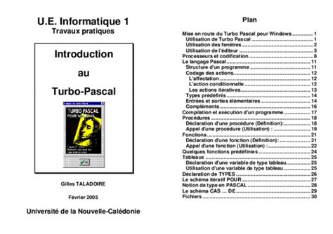 Programmation Turbo Pascal En Version Windows 7 Pdf Notice Manuel D