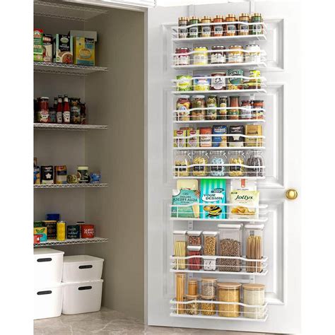 Numhew 9 Tier White Over The Door Pantry Organizer Metal Hanging Spice