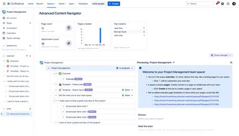 Advanced Content Navigator For Confluence Page Status Tasks