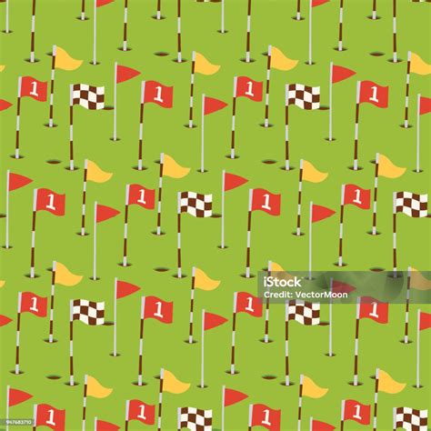 골프 필드 플래그 취미 장비 카트 선수 골프 스포츠 기호 플래그 구멍 게임 완벽 한 패턴 배경 벡터 일러스트 레이 션 가지 식물