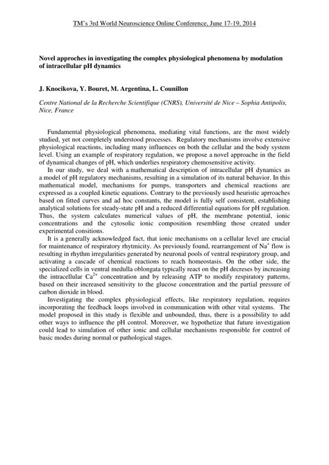 Pdf Novel Approches In Investigating The Complex Physiological Phenomena By Modulation Of