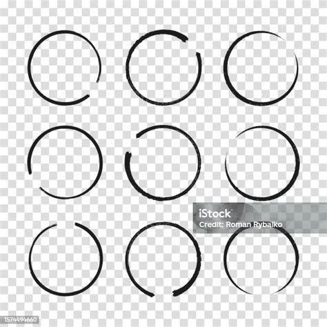컬렉션 손으로 그린 둥근 모양입니다 원형 프레임 세트입니다 마커가 있는 원형 낙서 스케치 투명한 배경에 벡터 그림입니다 원형에 대한 스톡 벡터 아트 및 기타 이미지 Istock