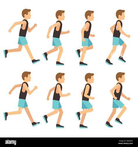 Man Run Cycle Animation Sequence Silhouette Vector Image Images