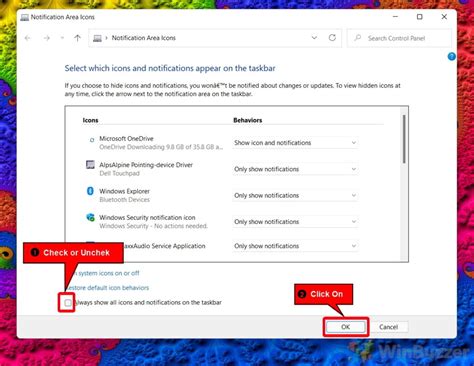 windows 11 how to hide or show icons in the taskbar corner overflow menu
