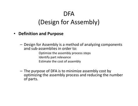 design for assembly dfa presentation
