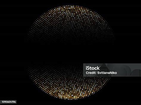 골드 반짝 반짝이 패턴 라운드 골드 서클 하프톤 효과와 모양입니다 골든 방사형 점 팝 아트 배경입니다 검은 바탕에 노란색 점입니다 임의의 색 그라데이션 벡터입니다 추상적인