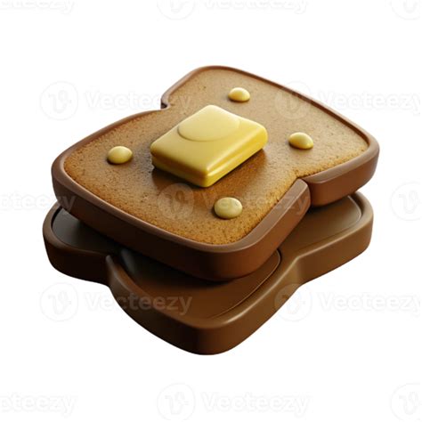 3d Render Of Buttered Toast 52560677 Png
